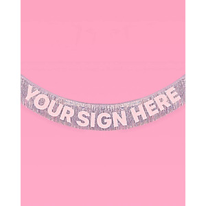 xo, Fetti Silver Iridescent Fringe Banner - 5 Ft. | Bachelorette Party Decorations, Birthday Party Decor, 21st Bday Decor, HBD, Photo Booth Banner Backdrop