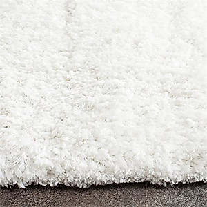 SAFAVIEH Florence Shag Collection Area Rug - 5' x 8', Silver, Handmade Solid, 2-inch Thick Ideal for High Traffic Areas in Living Room, Bedroom (SGF412A)