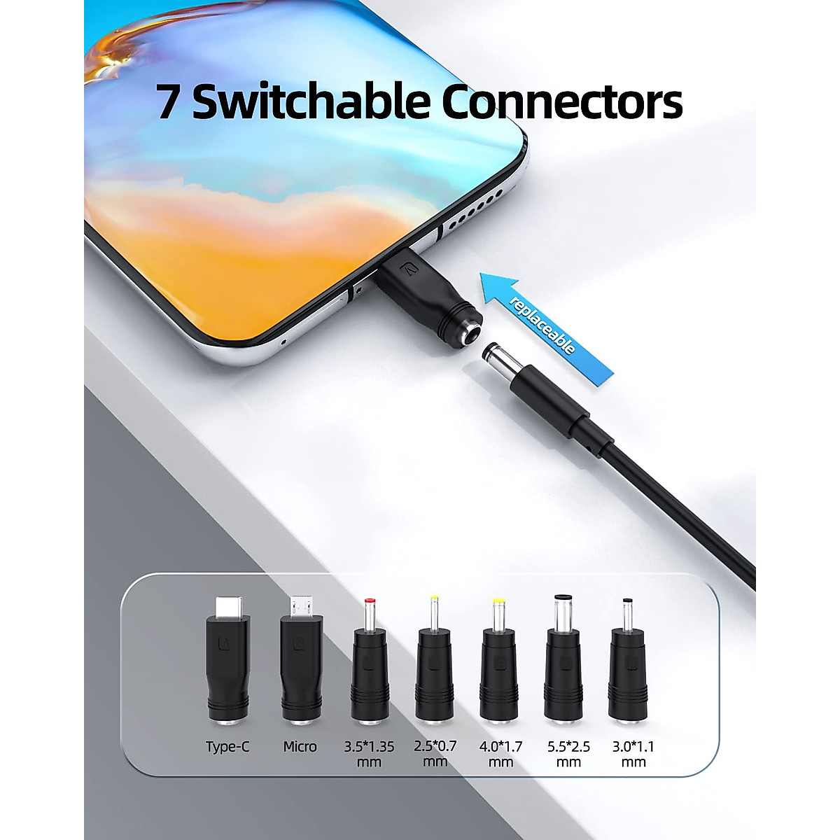 DC 5V 2A Power Cord Supply 10W AC/DC Charger Fit for Bluetooth Speaker, Baby Monitor, Graco Swing, Tablet, Camera and More DC 5v Devices Adapter Multi Tips Switching 5 Volt 2 Amp DC/5V Replacement