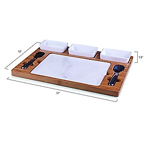 TOSCANA - a Picnic Time brand Parlor Ice Cream Mixing Set, Ice Cream Mixing Kit with Marble Ice Cream Slab and Mixing Spades, (Bamboo & Marble)