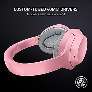 Razer Opus X Wireless Low Latency Headset: Active Noise Cancellation (ANC) - Bluetooth 5.0-60ms Low Latency - Customed-Tuned 40mm Drivers - Built-in Microphones - Quartz (Renewed)