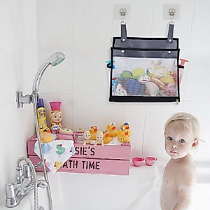 Linkidea 2 Pack Hanging Mesh Toddler Bath Toys Organizer, Kids Toddlers Bathroom Decor Bathtub Toy Holder, Large Capacity Multi Use Bathroom Shower Bathtub Toy Storage Hangs Bag