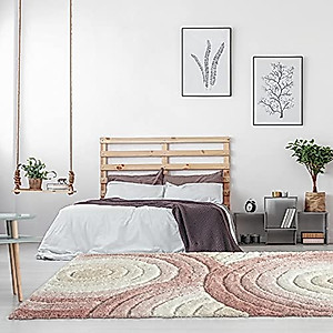 LUXE WEAVERS Pink 5x7 Shag Geometric Area Rug, Modern, Stain Resistant, Easy Indoor Rugs for Bedroom, Living Room