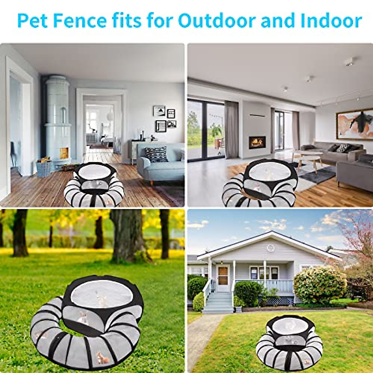 Small Animal Playpen with Toy Tunnel, Waterproof Pet Playpen Guinea Pig Cage Rabbit Cage Breathable Tent Yard Fence with Top Cover Cat Outdoor Enclosure Bunny Cage Indoor for Hamster, Ferret, Hedgehog