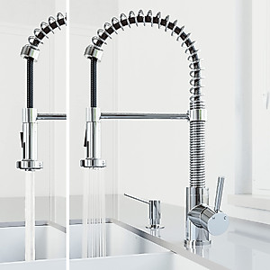 VIGO Edison 19'' H Single Handle Pull-Down Sprayer Kitchen Faucet Set with Soap Dispenser in Chrome-VG02001CHK5