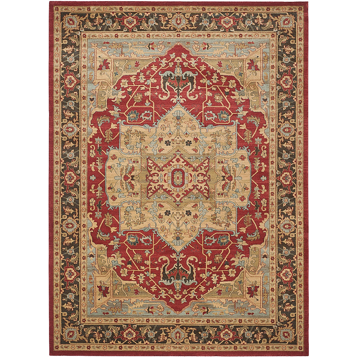 SAFAVIEH Mahal Collection Area Rug - 10' x 14', Navy & Natural, Traditional Oriental Design, Non-Shedding & Easy Care, Ideal for High Traffic Areas in Living Room, Bedroom (MAH656E)