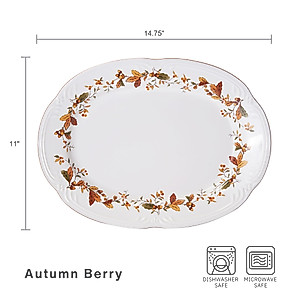 Pfaltzgraff Autumn Berry Oval Platter, 14-3/4-Inch x 11-Inch, White, 5189119