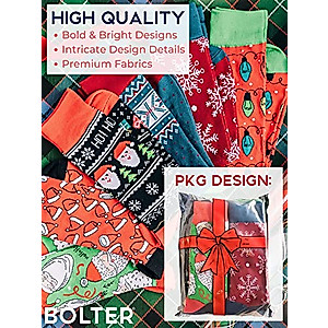 Bolter 6 Pack Men's Christmas Socks Crew Height Dress Socks (Medium, Xmas Party)