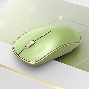 JOYACCESS J 2.4G Slim Wireless Silent Mouse, Portable Wireless Computer Mouse with 5 Adjustable DPI Levels, USB Mouse for Desktop, Notebook, MacBook, Chromebook, PC (Light Green)