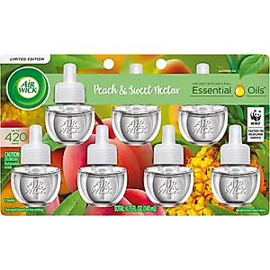 Air Wick Plug in Scented Oil Refill, 7 ct, Peach & Sweet Nectar, Air Freshener, Essential Oils