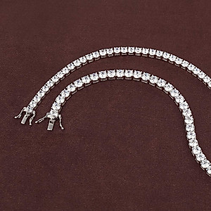 Tennis Bracelet Cubic Zirconia Bracelet for Women CZ Diamond Bracelet for Women Sterling Silver Bracelet Platinum Plated Tennis Bracelet Round Cubic Zirconia Women Bracelet Jewelry 4MM 6.5 Inch