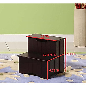 Kings Brand White Finish Wood Bedroom Step Stool with Storage