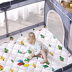 Premium Foam Baby Play Mat 50" X 50", Thick One-Piece Crawling Mat, Odorless Baby Playpen Mat Floor Mat, Non-Slip Cushioned Baby Playmat for Infants,Babies,Toddlers. Machine Washable for Easy Care.