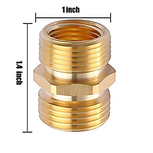 LitOrange (2 Pack Lead-Free Brass Garden Hose to Pipe NPT Fitting Connect, Green Thumb Quick Swivel Connector Adapter,Double Male Thread Size GHT 3/4" x 3/4 NPT Male Inch or 1/2" NPT Female