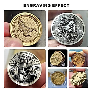 ComMarker 20 Pcs Brass Blank Challenge Coin,2.2mm Thickness Threaded Edged 40 mm Engraving Blanks Coins,Acrylic Protection Box for DIY Crafts Engraving Travel Commemorative Collection Supplies