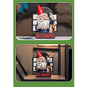 Kuti Cute and Funny Garden Gnomes Grumpy Gnomes Statue Garden Sculpture Gnomes Outdoor Fun Lawn Gnomes Decoration Fairy Garden Decorative Wall Panels (Go Away)