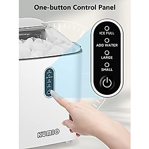 KUMIO Ice Makers Countertop, Portable Ice Maker with Self-Cleaning, 8 Cubes/9 Mins, 26.5Lbs/24Hrs, Ice Machine with Scoop and Basket, 2 Sizes of Bullet Ice for Home Office Bar Party
