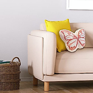 June Garden Decorative Plush Soft Cushion Butterfly Throw Pillow - 16 x 12 Inches - Pink