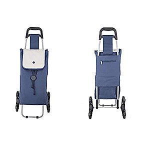 OMOONS Shopping Cart Climbing Stairs Folding Shopping Cart Small Cart Home Elderly Trolley Portable Trolley Trolley Car/Blue