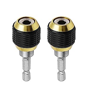 Saipe 2 Pcs 1/4 Inch Hex Shank Drill Bit Extension Screwdriver Bit Holder Extension Rod Self-Locking Drill Bit Holder Quick Release Chuck Adapter Connector Power Drill Tool [60mm Length]