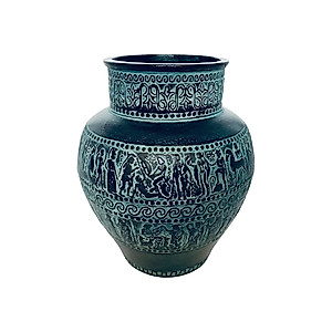 Greek Pithari,Relief terracotta,Pottery Vase 21cm,Ancient Greek Mythology Scenses