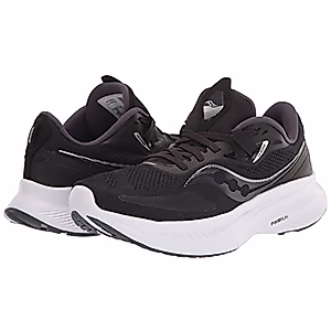 Saucony Women's Guide 15 Running Shoe, Black/White, 8