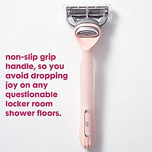 joy Razors for Women, 1 Handle, 8 Razor Blade Refills, Pink, Lubrastrip to Help Avoid Skin Irritation