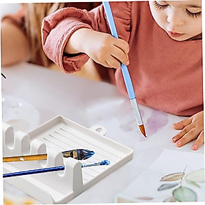 Paint Brush Rest, 2 Pcs Plastic Paint Brush Holder with 4 Slots, Chinese Calligraphy Pen Holder, Brush Drying Rack for Paint Brush