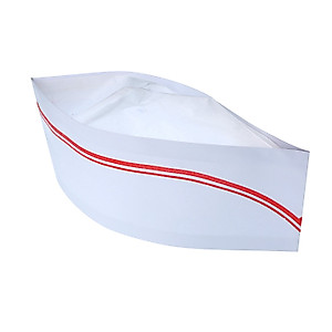BBTO 10 Pieces Soda Jerk Paper Hats Food Server Cap Retro Chef Caps with Red Strips for Theme Restaurant Party (Red Strips)