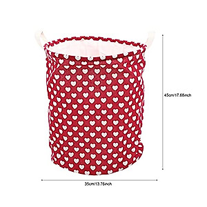 Zerodeko Drawstring Laundry Hamper Dirty Clothes Basket Collapsible Clothes Hamper Folding Clothes Container Storage Bin with Handle for Home Bedroom Organization Red