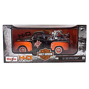 Maisto 1:24 W/B Harley Davidson 1948 Ford F1 Pick UP & FLH Duo Glide 1958