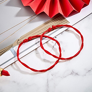 WILLBOND 6 Pieces Red Bracelet Red Cord Bracelet Adjustable Kabbalah Red Knot String Bracelet Amulet for Protection, Evil Eye and Good Luck (Classic Style)