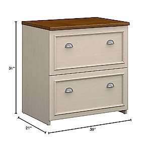 Bush Furniture Fairview Lateral File Cabinet in Antique White