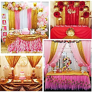 Poise3EHome Gold Sequin Backdrop Curtain, 4 Pieces 3FT x 8FT Sequin Backdrop Panels, Sequence Wedding Party Background Drapes