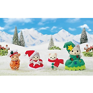 Calico Critters Happy Christmas Friends, Limited Edition Seasonal Holiday Set with 4 Collectible Doll Figures and Accessories