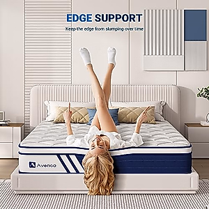 Avenco Queen Mattress, 12 Inch Hybrid Queen Size Mattress in a Box with Gel Memory Foam & Individual Pocket Springs for Pressure Relief & Motion Isolation, Medium Firm Queen Mattresses
