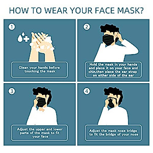 Black Disposable Face Masks, Individually Wrapped Black Face Masks for Women, Disposable Face Mask for Men, Breathable Comfortable Cool Dust Mask with Nose Wire Ear Loop for Adults Teen Girls Working Out, 3 Ply 50PCS