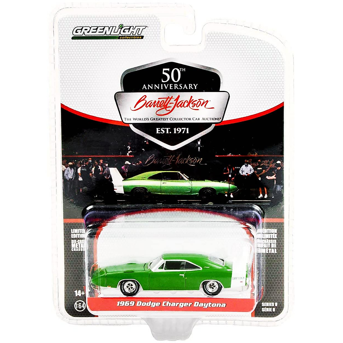 1969 Charger Daytona Spring Green Metallic (Lot #1399) Barrett Jackson Scottsdale Edition Series 8 1/64 Diecast Model Car by Greenlight 37240 B