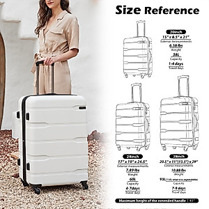 Coolife Luggage Suitcase PC+ABS Spinner Built-In TSA lock 20in 24in 28in Carry on (Caribbean Blue., S(20in_carry on))