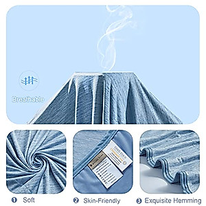 MH MYLUNE HOME Cooling Blanket for Hot Sleepers, Lightweight Thin Summer Blanket for Hot Flashes Night Sweates Sleeping,Arc-chill Cold Throw Blanket for Bed/Sofa,King Size, Blue