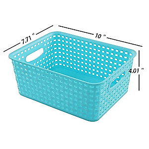 DynkoNA Colored Plastic Weave Basket, Small Storage Basket Bins Set of 6