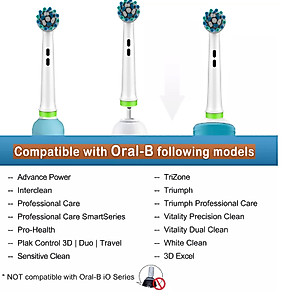 Toothbrush Heads for Oral B Braun Replacement Heads, Professional Electric Toothbrush Heads, Precision Clean Brush Heads Refill Compatible with Oral-B 8000/Pro 9600/1000/ 3000/5000/7000 (EB50XA)