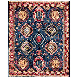 SAFAVIEH Heritage Collection 8' x 10' Navy / Red HG426N Handmade Traditional Oriental Premium Wool Area Rug
