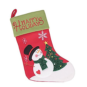 Clever Creations Happy Holidays Snowman Christmas Stocking for Kids, Teens, & Adults | Holiday Decor Theme | Perfect for Small Gifts, Stocking Stuffers, & Candy | Measures 16" Tall