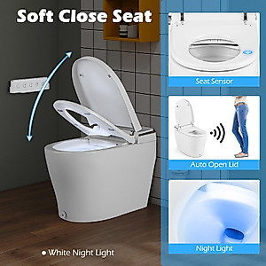 Giantex Smart Toilet with Bidet Built In, Bidet Toilet with Heat, Dryer, Night Light, Auto Open/Close, Foot Sensor, 1.28 GPF Automatic/Blackout Flush, Remote/Side Knob Control, Toilet Seat Elongated