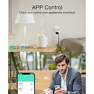 GHome Smart Mini Smart Plug, Wi-Fi Outlet Socket Compatible with Alexa and Google Home, Remote Control with Timer Function, No Hub Required, ETL FCC Listed (2 Pack),White