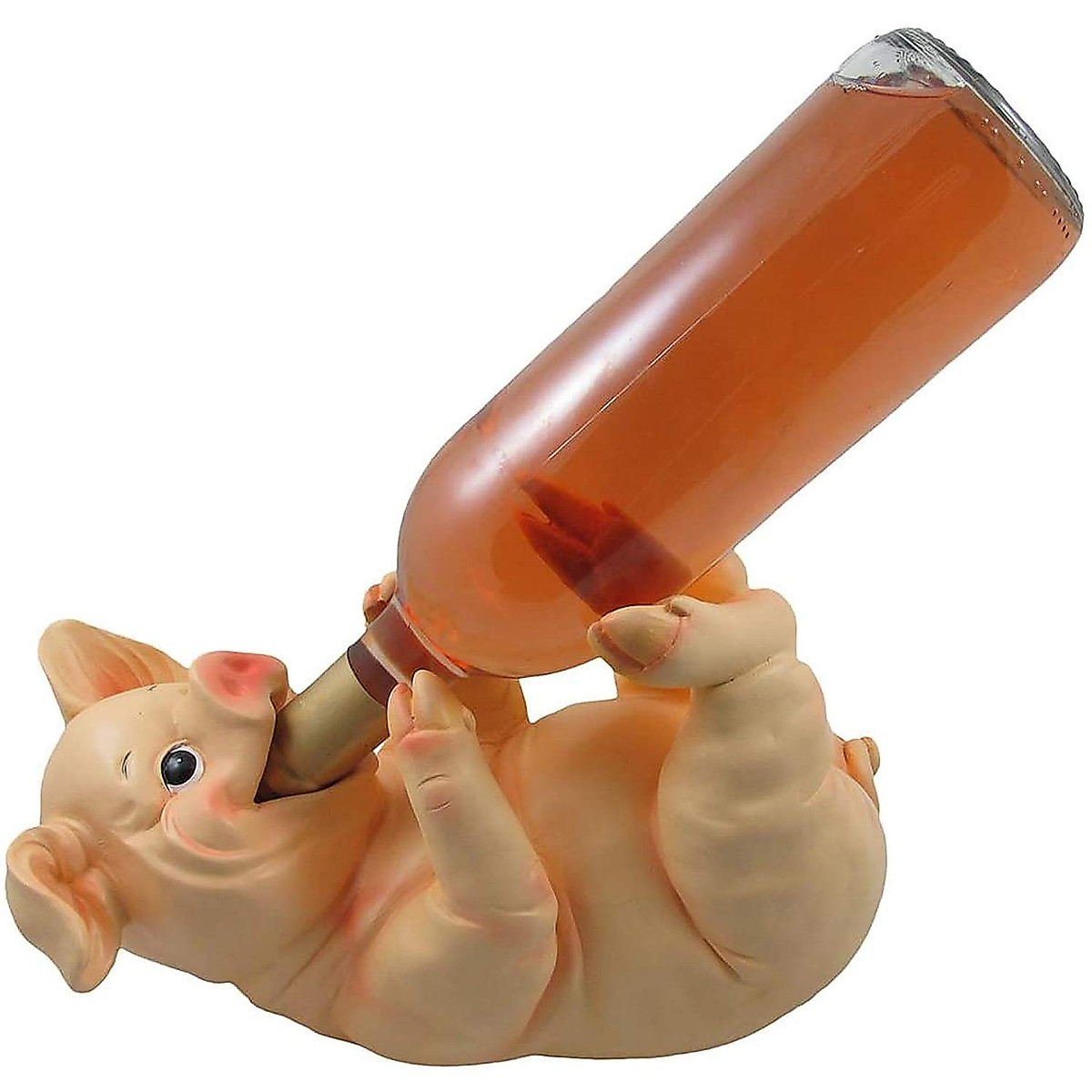 Drinking Pig Wine Bottle Holder Sculpture for Country Farm Bar and Kitchen Decor Tabletop Wine Stands & Racks and Decorative Collectible Statue Gifts for Farmers