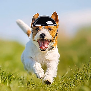 Dog Helmet, Adjustable Pet Hat Drop Resistant Outdoor Bike Pet Cap with Double Ear Holes for Small Medium Large Dogs(S/M/L)