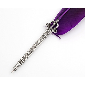 Gullor Calligraphy Feather Quill Pen and 5 Calligraphy Nibs for Beginners Kids Calligraphy Writing Quill Dip Pen Set, WineRed