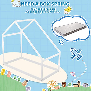 Merax Twin Bed Frames with Roof for Kids Girls Boys, Montessori Wooden House Shaped, Sturdy Framework, Easy Assembly, No Noise